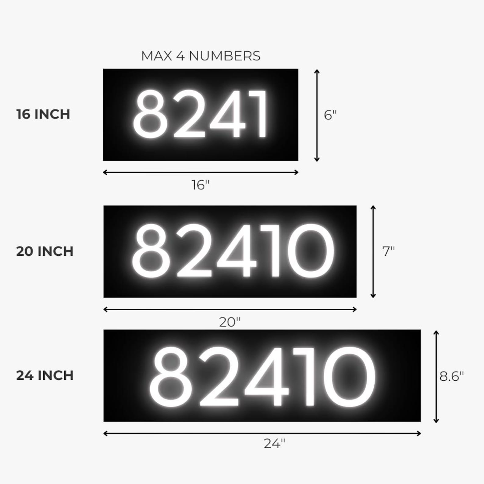 Solar Backlit LED House Number Plaque: Modern Metal Address Sign - Etsy