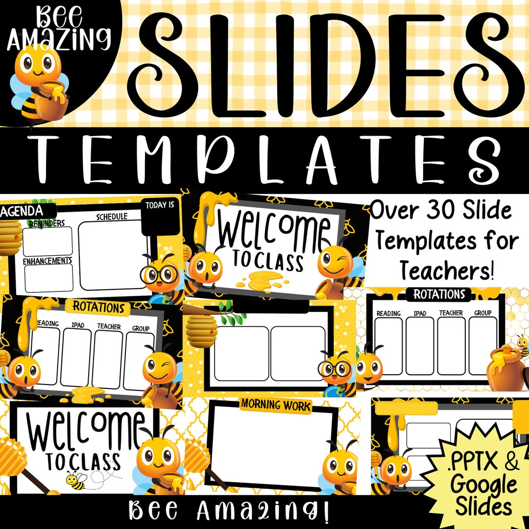 Bee Classroom Daily Slides Templates, Bee Daily Classroom Slides With ...
