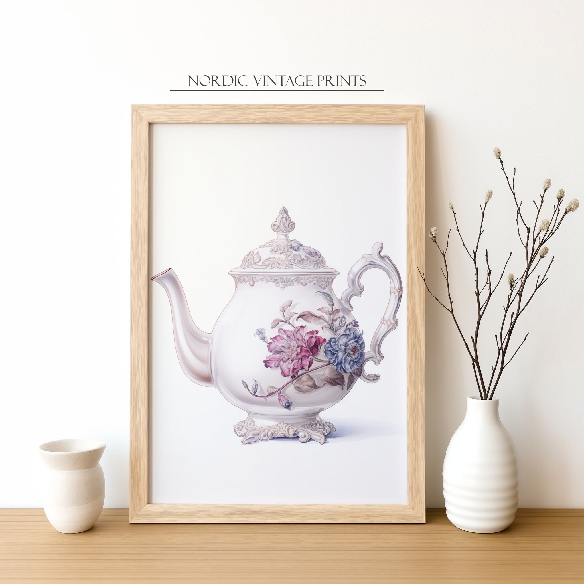 Printable Tea Pot Pencil Drawing Vintage Print Vintage Pencil Drawing ...