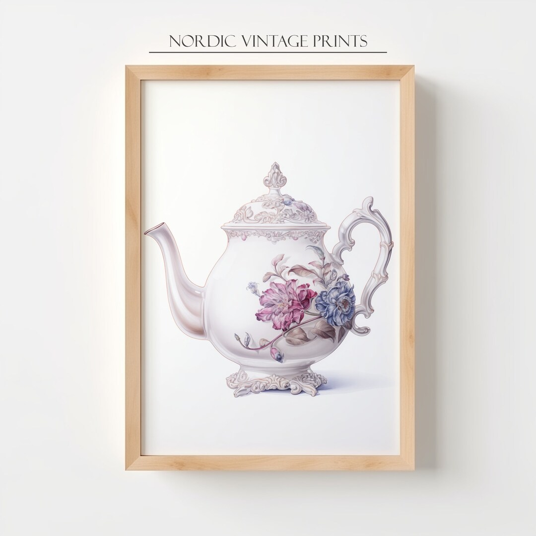 Printable Tea Pot Pencil Drawing | Vintage Print | Vintage Pencil ...