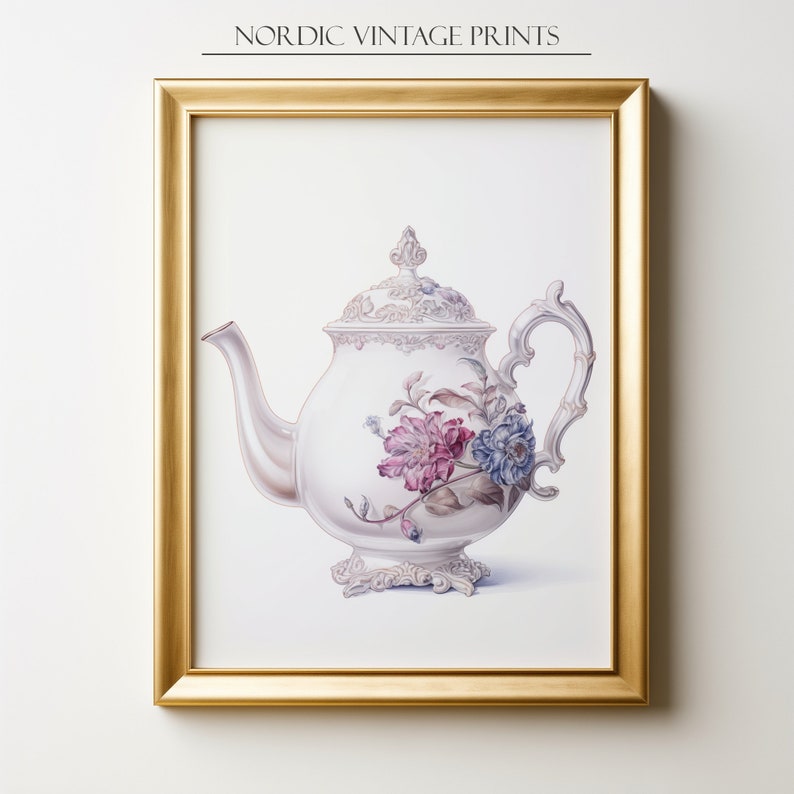Printable Tea Pot Pencil Drawing | Vintage Print | Vintage Pencil ...