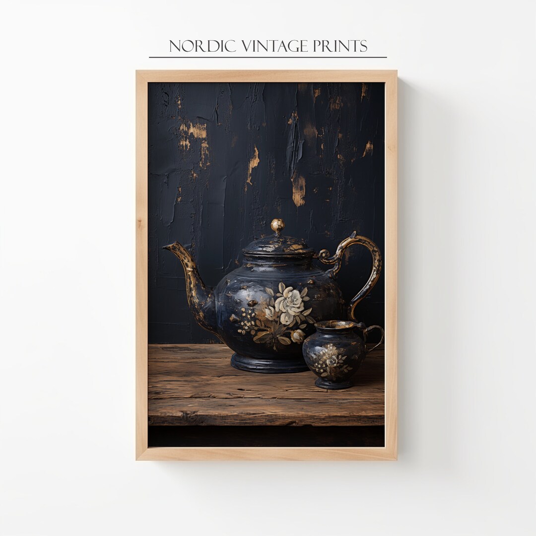 Printable Tea Pot Painting Vintage Print Baroque Oil Painting Moody ...