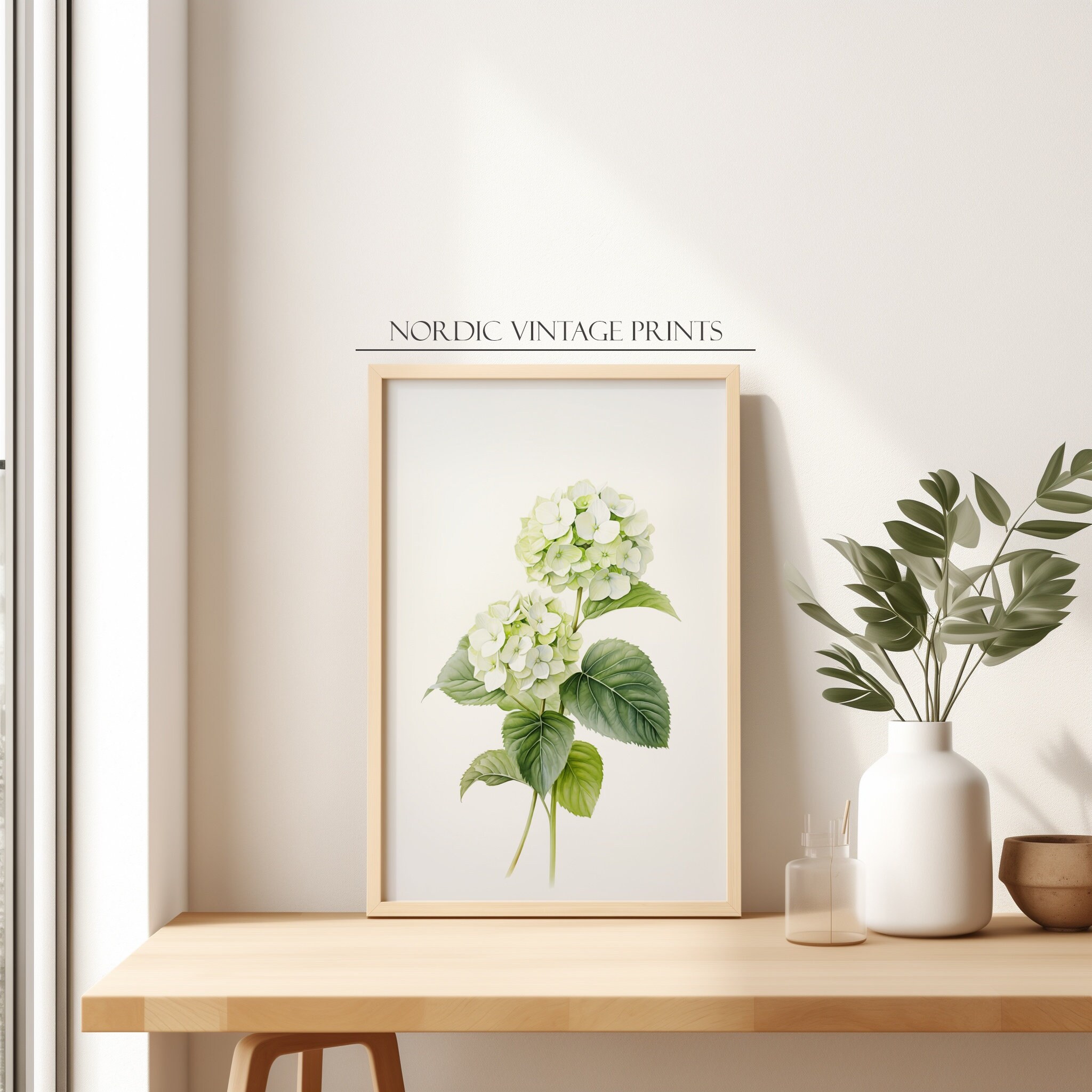 Printable Hydrangea Flower Pencil Drawing | Vintage Print | Vintage ...
