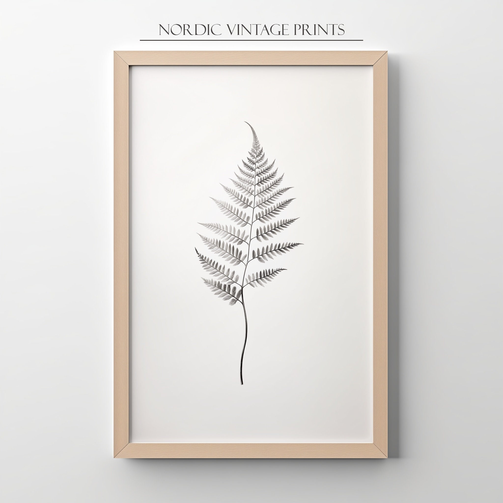 Printable Fern Leaf Pencil Drawing | Vintage Print | Vintage Pencil ...