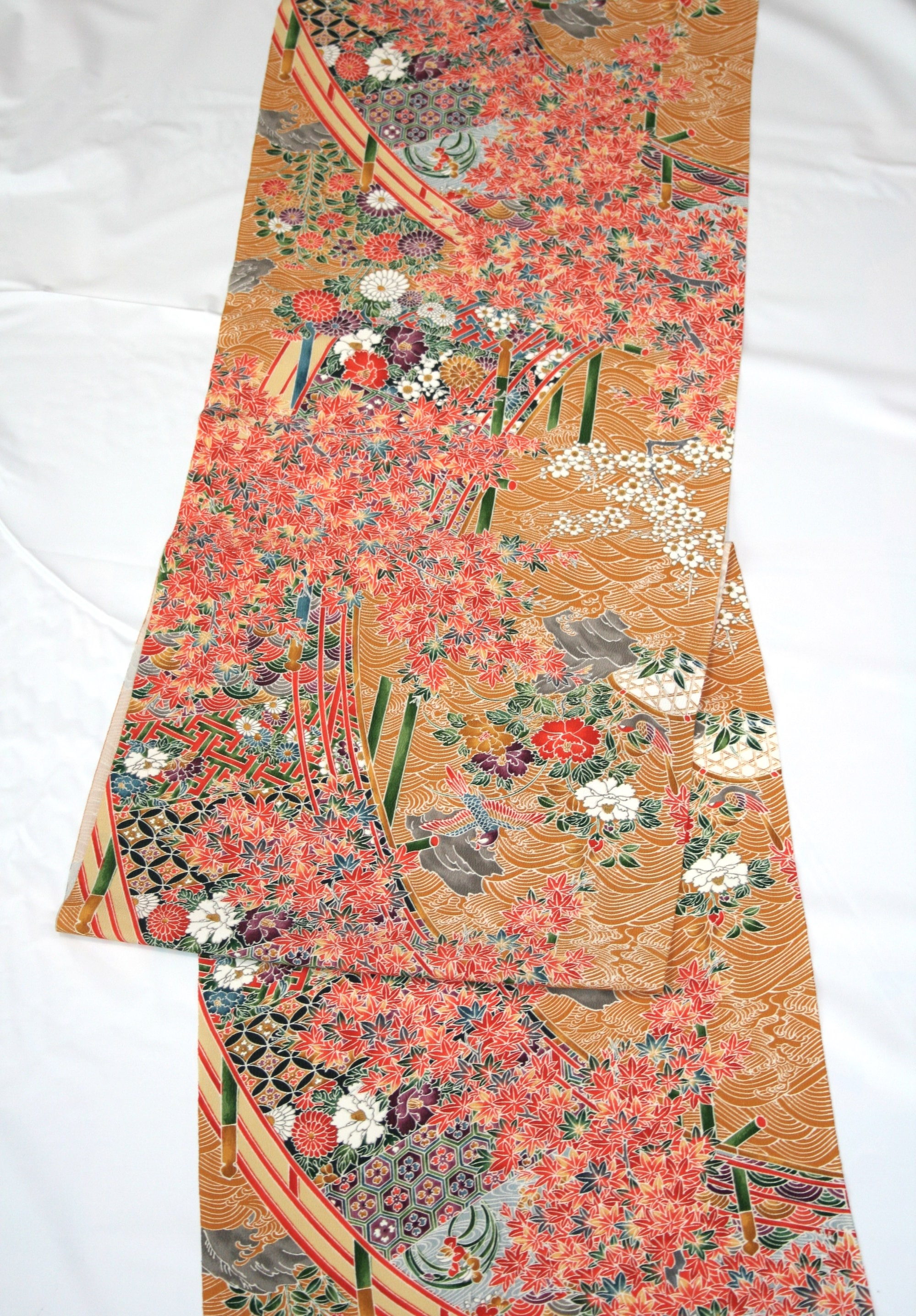 Autumn Fabric, Vintage Japanese Silk Kimono Fabric With MOMIJI japanese ...