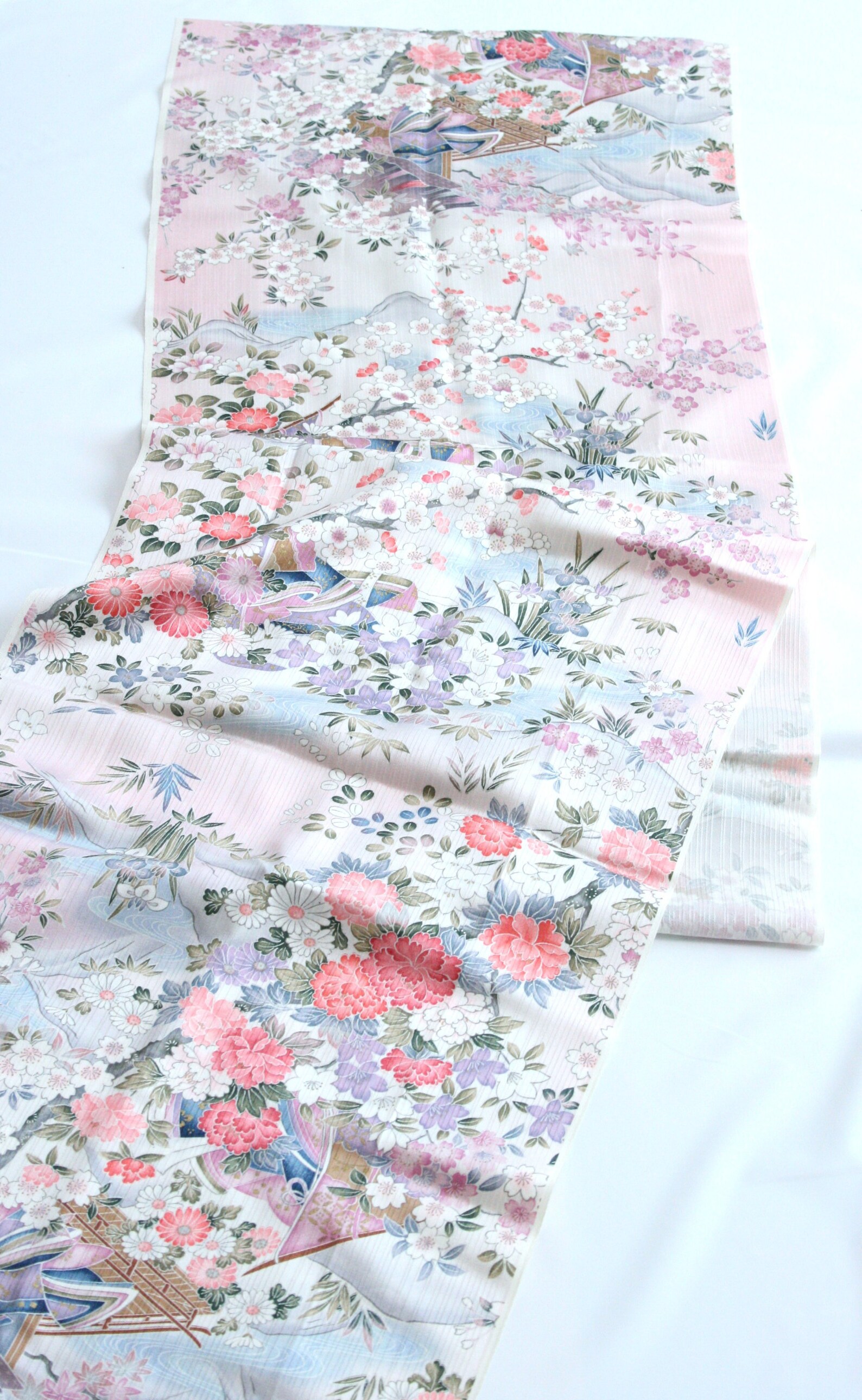 Japanese Silk Kimono Fabric Remnants With SAKURA cherry Blossom and UME ...