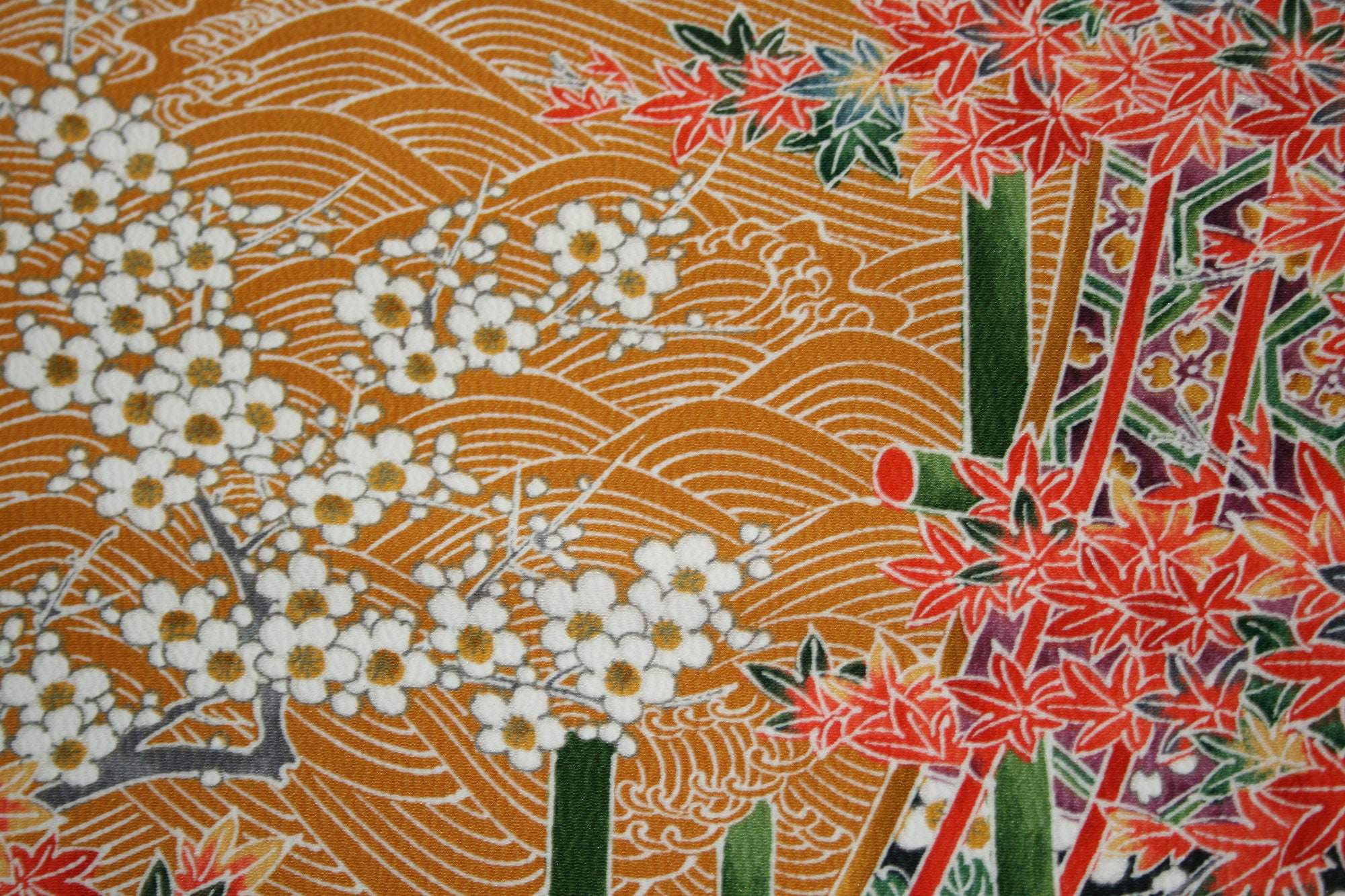 Autumn Fabric, Vintage Japanese Silk Kimono Fabric With MOMIJI japanese ...