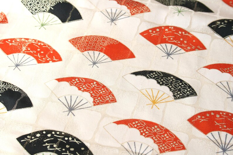 Gold-threaded Design Japanese Silk Kimono Fabric, Vintage Japanese ...