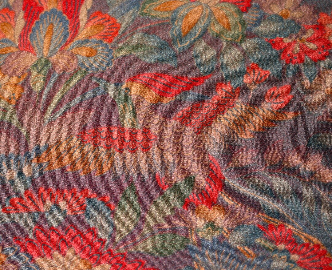 Brown Japanese Silk Kimono Fabric With Traditional Japanese Pattern ...