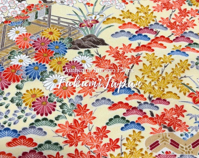 Authentic Japanese Silk Kimono Fabric-traditional Motifs, Japanese ...