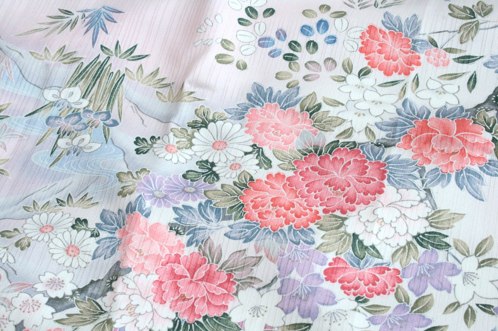 Japanese Silk Kimono Fabric Remnants With SAKURA cherry Blossom and UME ...