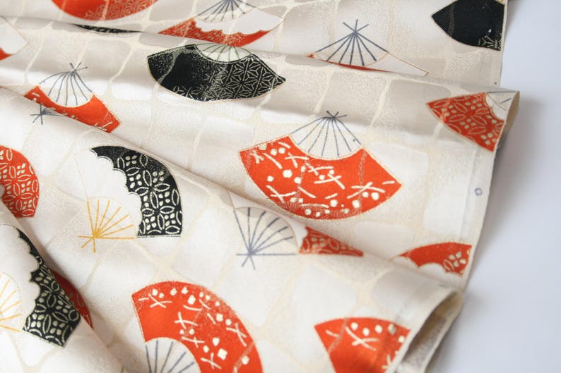 Gold-threaded Design Japanese Silk Kimono Fabric, Vintage Japanese ...