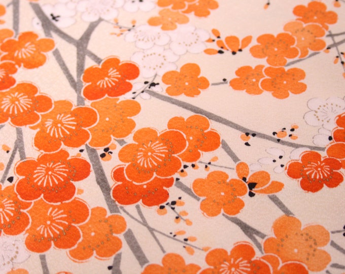 Vintage Japanese Silk Kimono Fabric- Traditional Japanese Pattern-ume ...