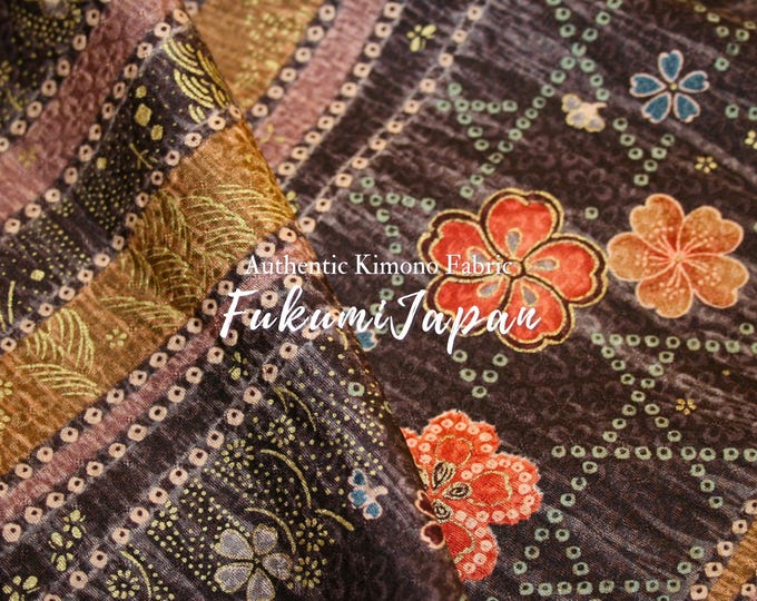 Japanese Silk Kimono Fabric With Sakura, Japanese Fabric With Japanese ...
