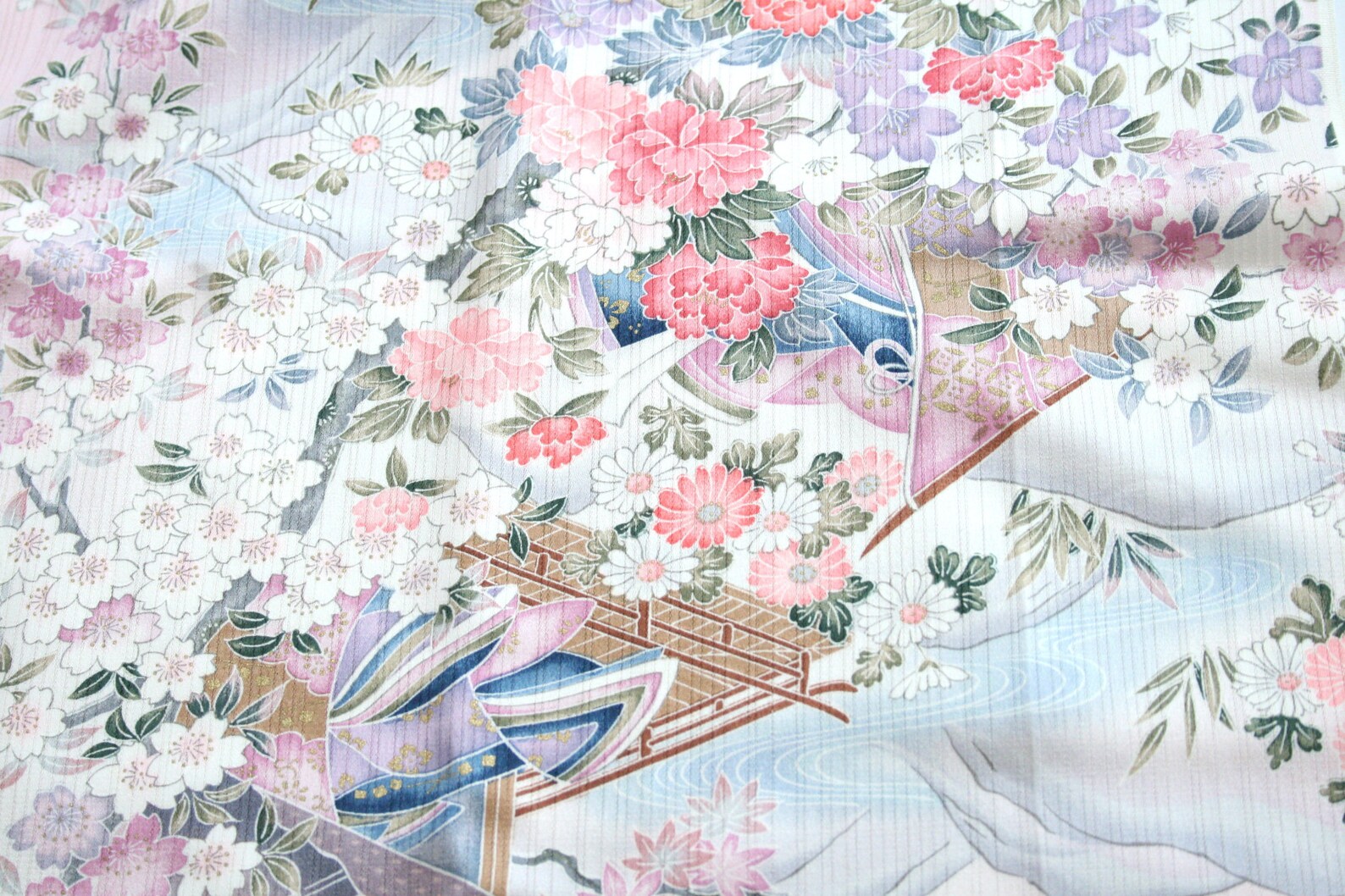 Japanese Silk Kimono Fabric Remnants With SAKURA cherry Blossom and UME ...