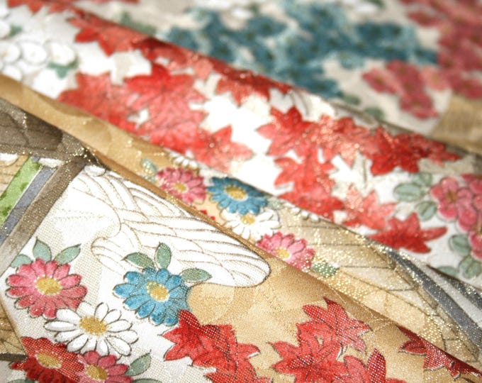 Indigo Blue Vintage Silk Kimono Fabric With Japanese Fun Pattern ...