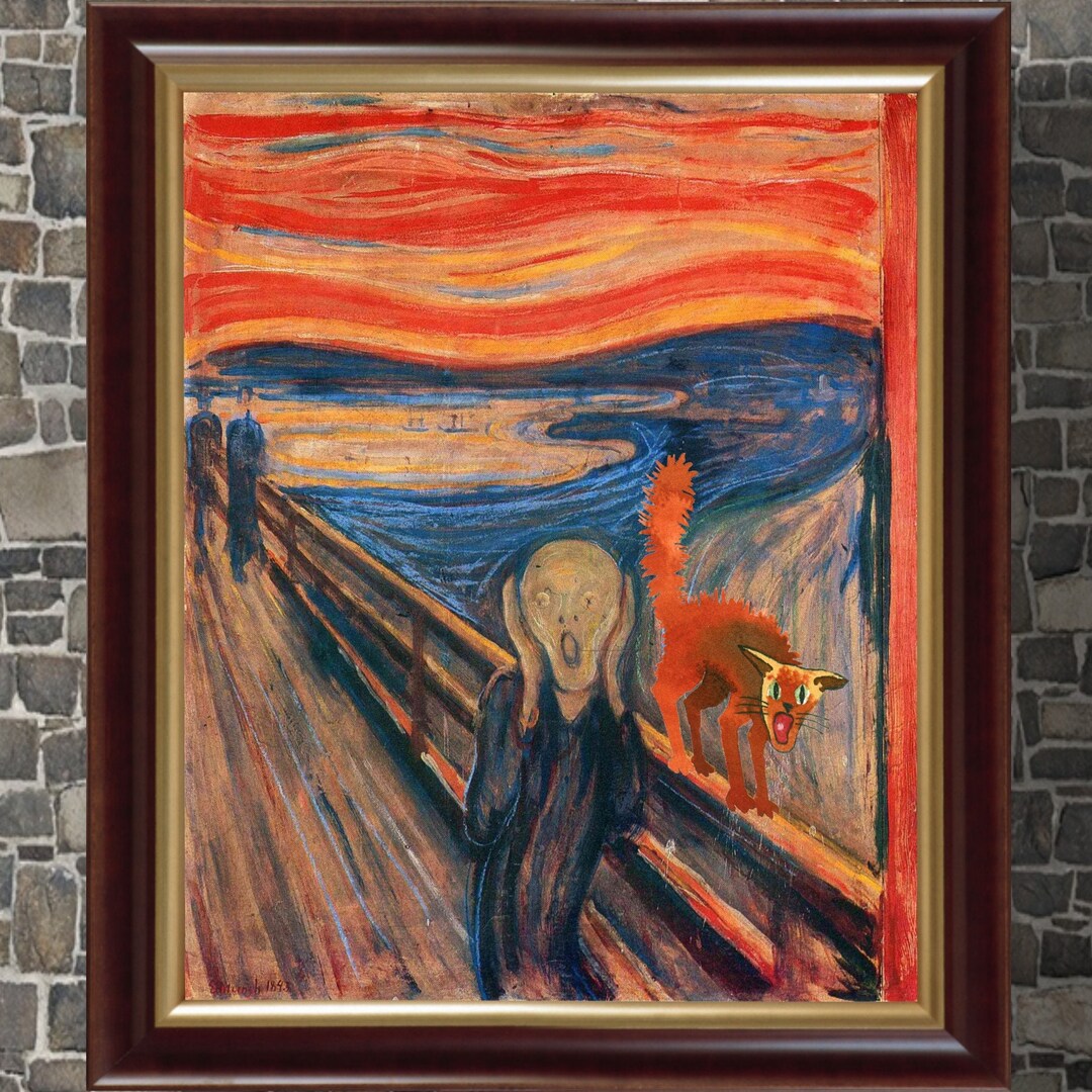 Cat Print Edvard Munch the Scream With Cat Funny Famous Paintings Cat ...