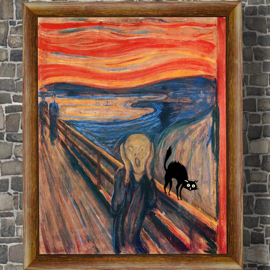 Cat Print Edvard Munch the Scream With Cat Funny Famous Paintings Cat ...