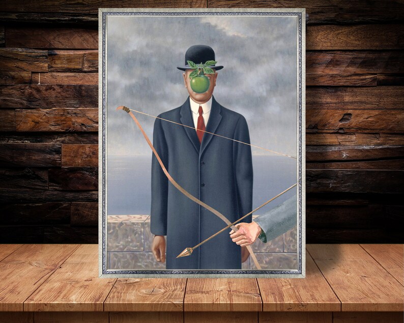 Poster of Magritte the Son of Man With Bow Funny Print Funny Gift ...