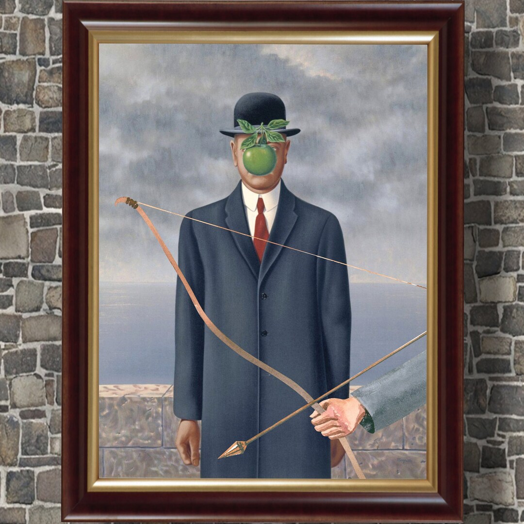 Poster of Magritte the Son of Man With Bow Funny Print Funny Gift ...