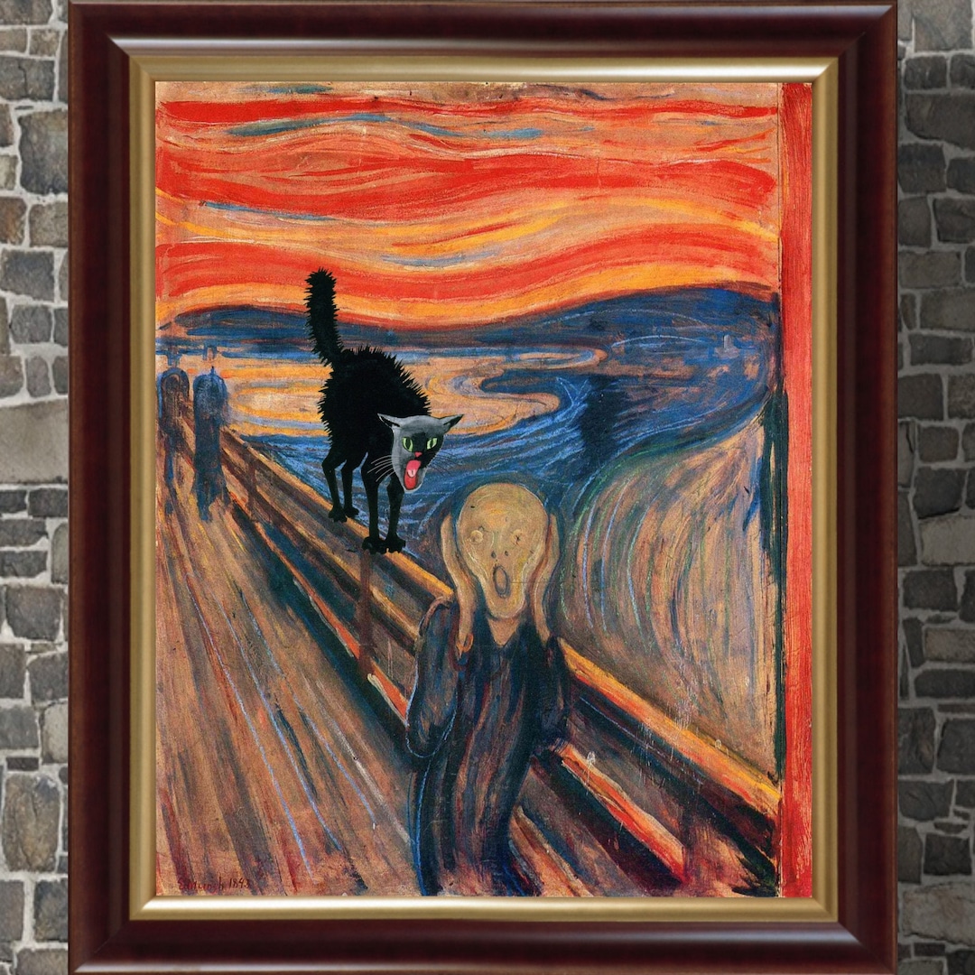 Cat Print Edvard Munch the Scream With Cat Funny Famous Paintings Cat ...