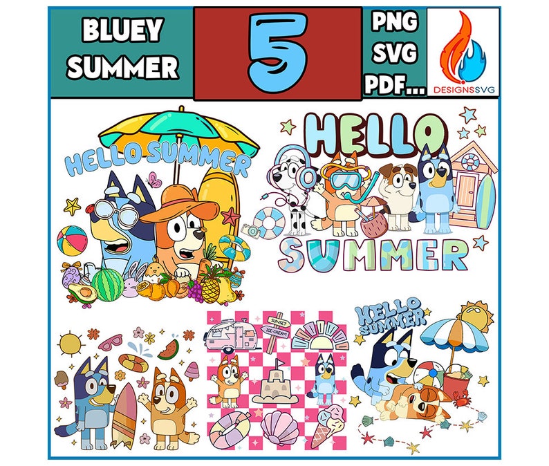 Bluey Bingo Hello Summer Png, Digital Instant Download - Etsy