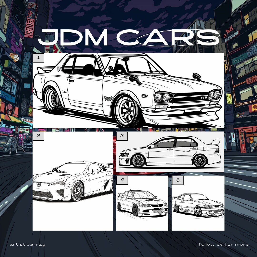 JDM Car Collection: 40+ Iconic Japanese Car Illustrations | Digital ...