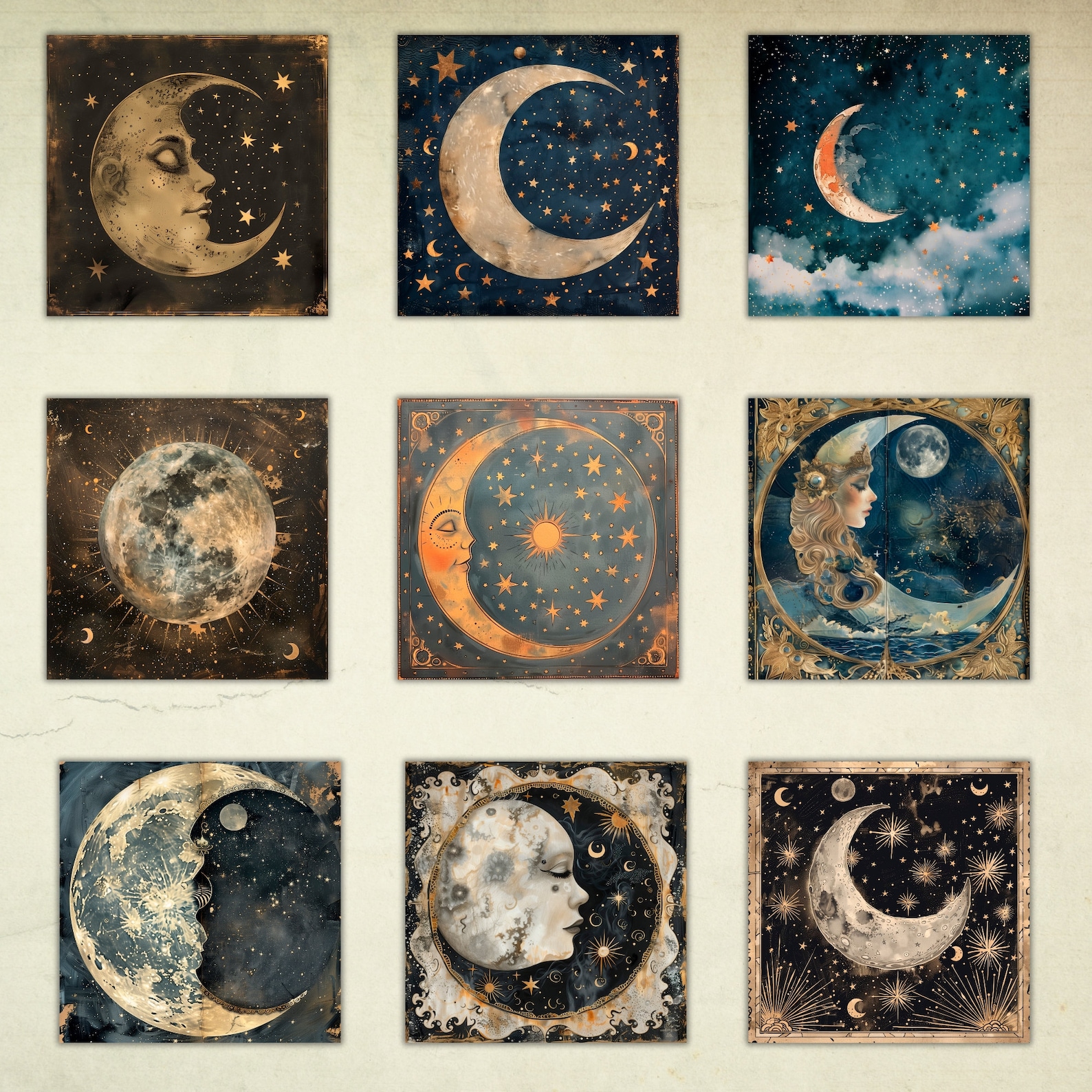 Retro Moon Pages Digital, Download Moon Junk Journal, Printable Lunar ...