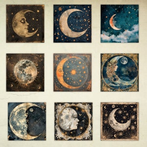 Retro Moon Pages Digital, Download Moon Junk Journal, Printable Lunar ...
