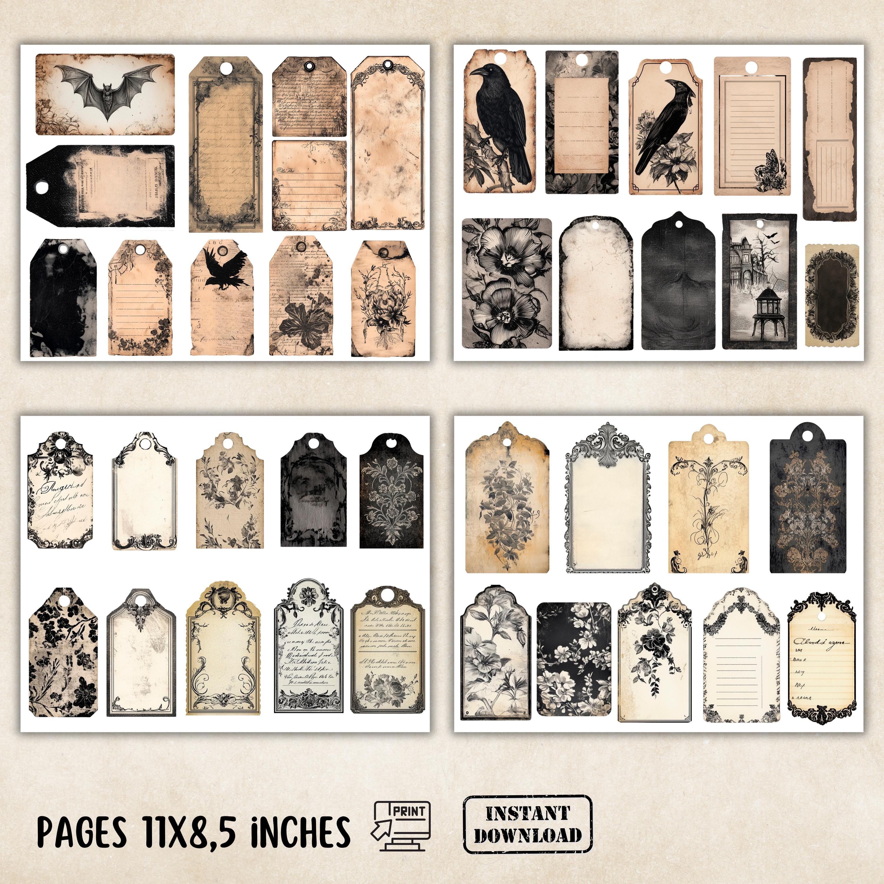 Printable Black Vintage Ephemera, Halloween Ephemera, Gothic Scrapbook ...