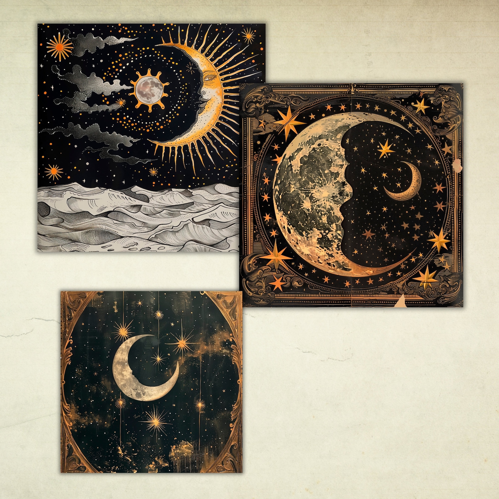 Retro Moon Pages Digital, Download Moon Junk Journal, Printable Lunar ...