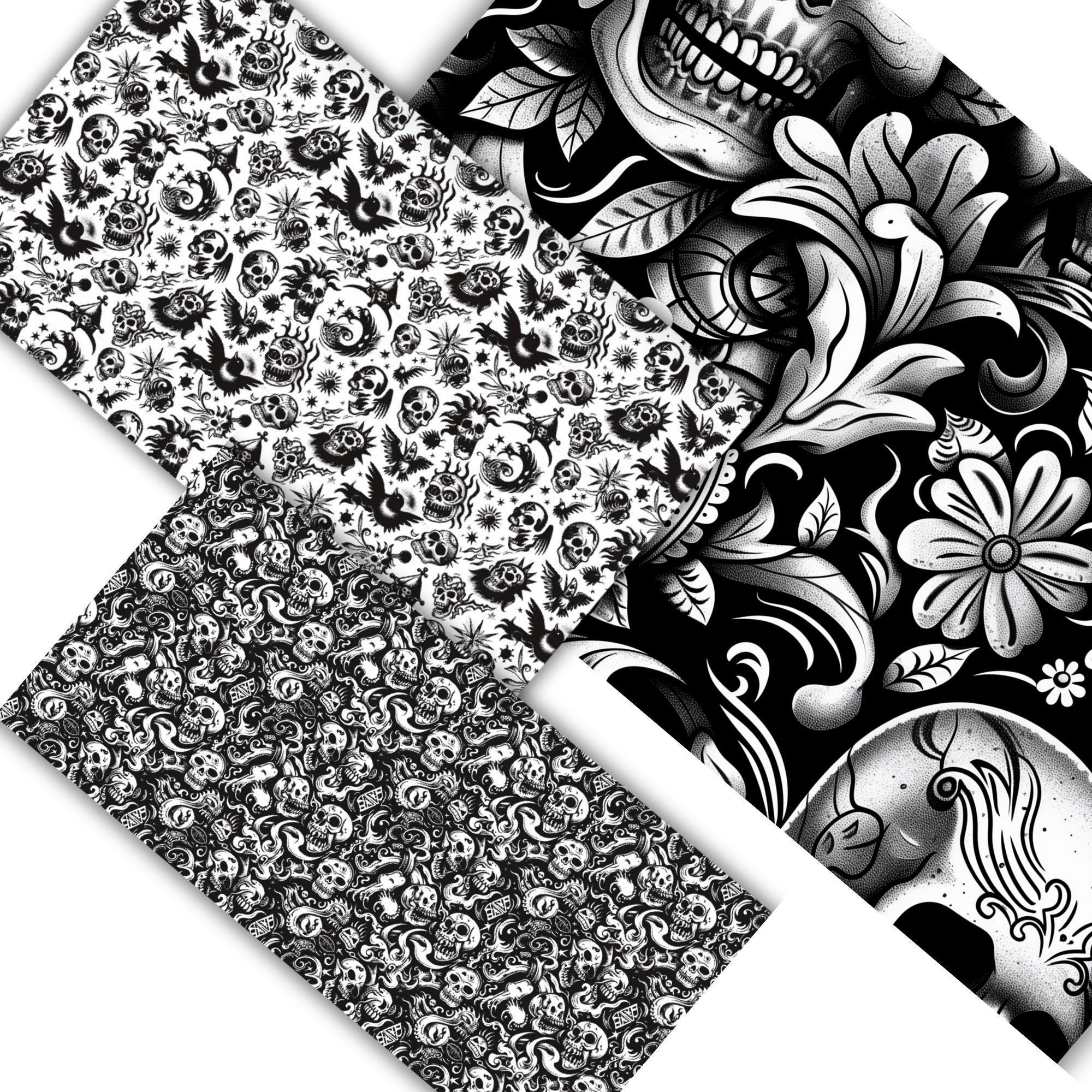 Tattoo Seamless Pattern , Tattoo Themed Patterns, Skull Halloween ...