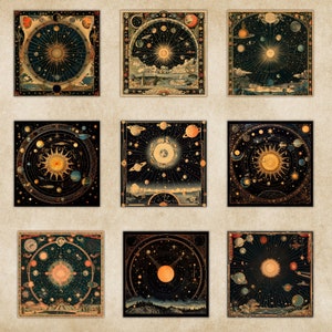 Sun Moon Pages, Star Collage Sheet, Mystical Download, Printable Galaxy ...