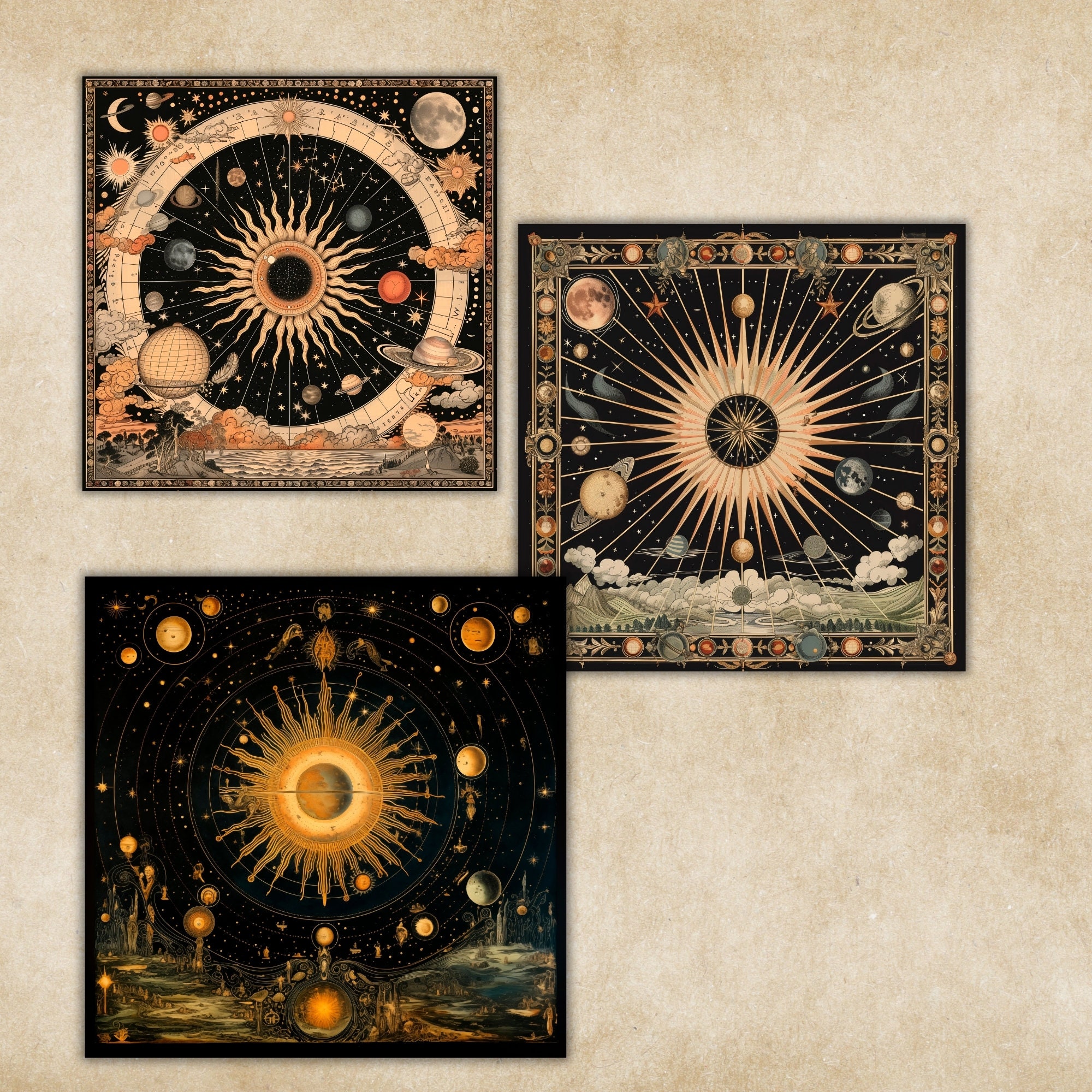 Sun Moon Pages, Star Collage Sheet, Mystical Download, Printable Galaxy ...