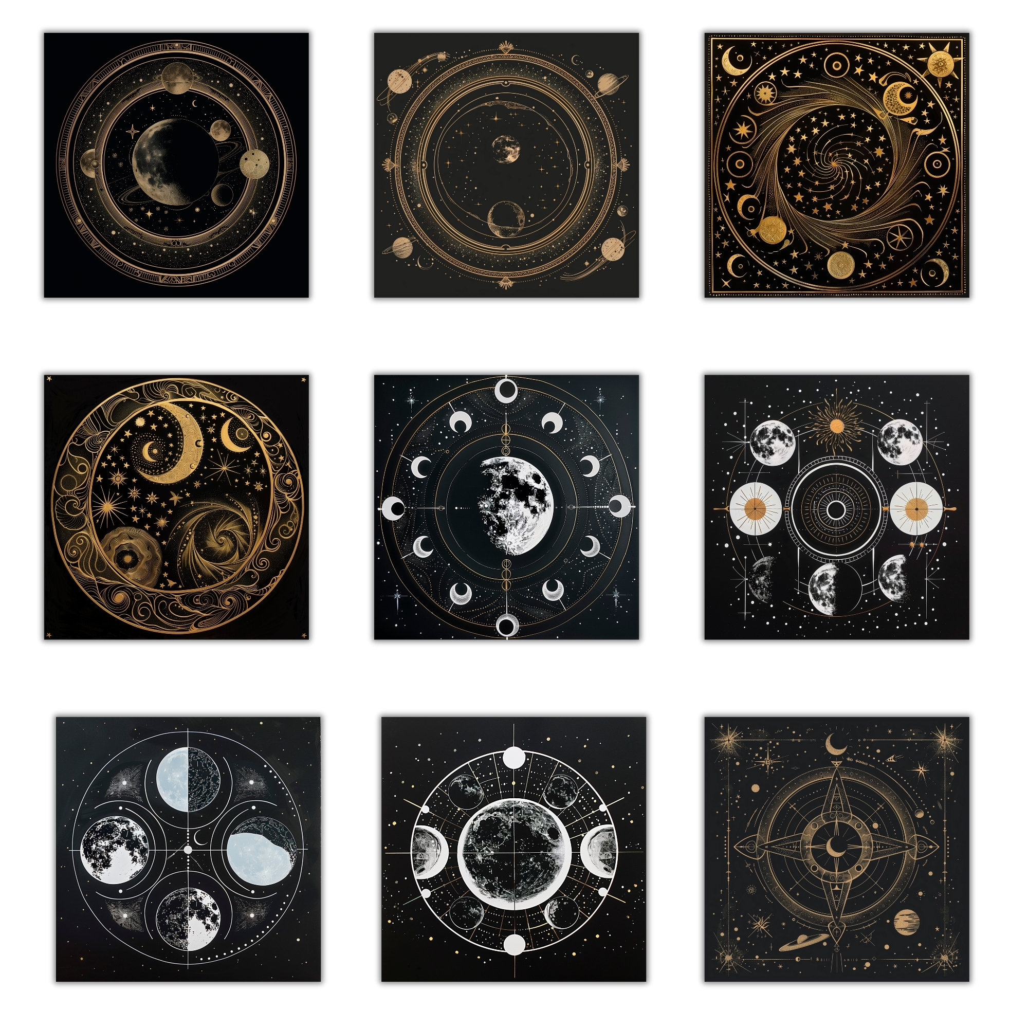 Celestial Galaxy Digital Paper, Download Moon Printable Scrapbook Paper ...