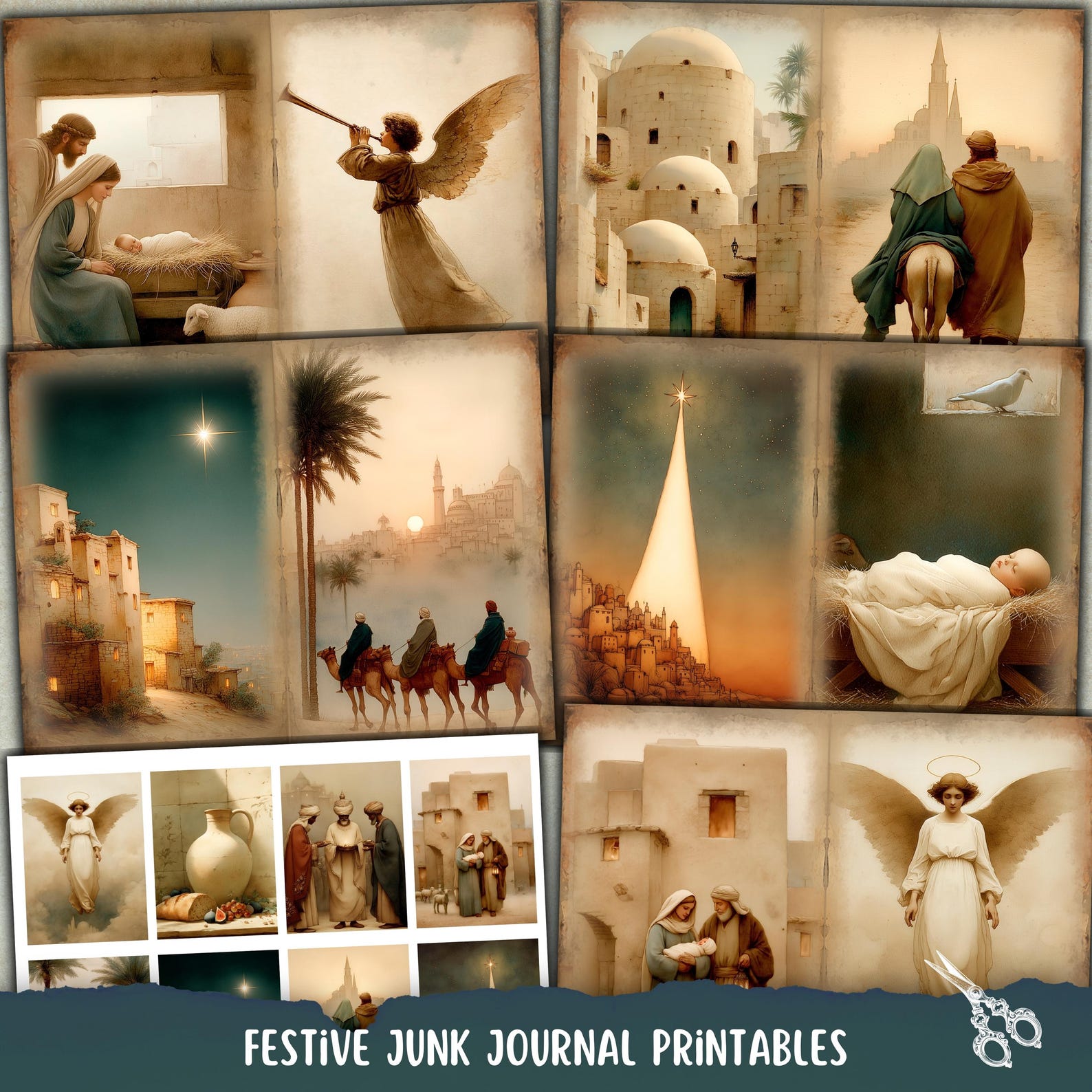 Christmas Junk Journal Pages, Nativity Scrapbook Kit, Scripture ...