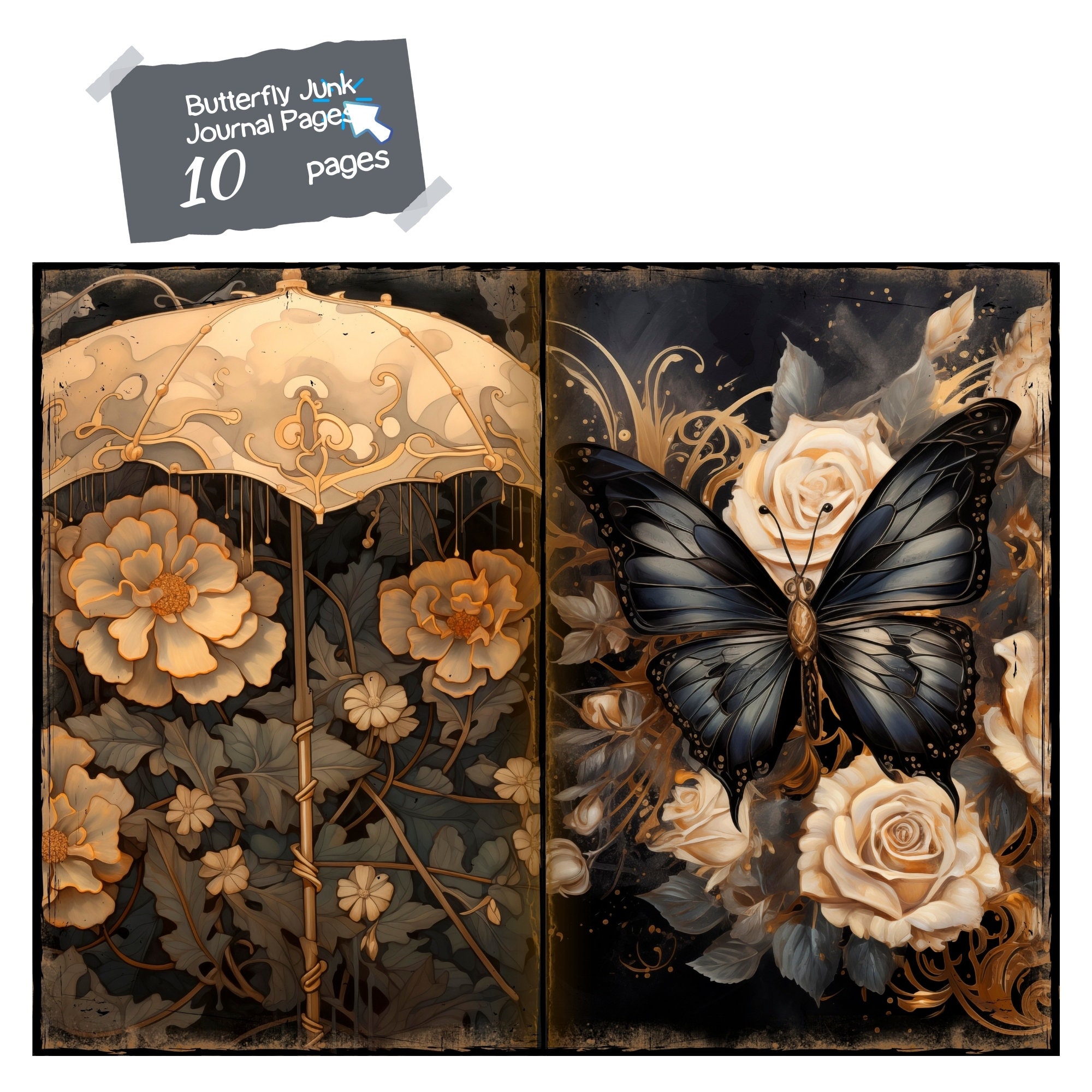 Butterfly Junk Journal Pages, Floral Scrapbook Paper, Printable Collage ...