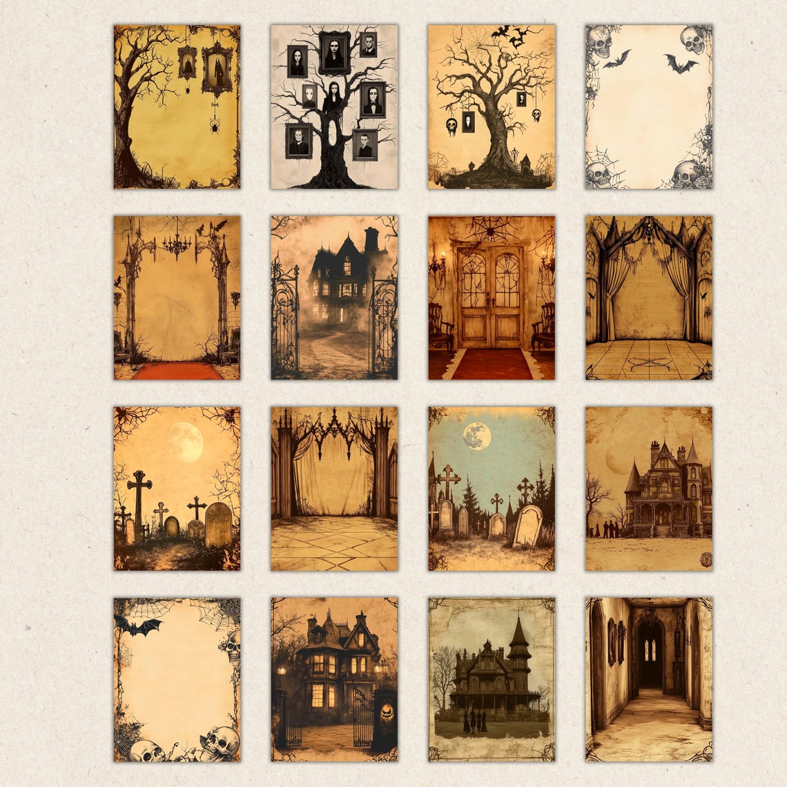 Quirky Character Halloween Junk Journal Kit, Gothic Collage Sheet ...