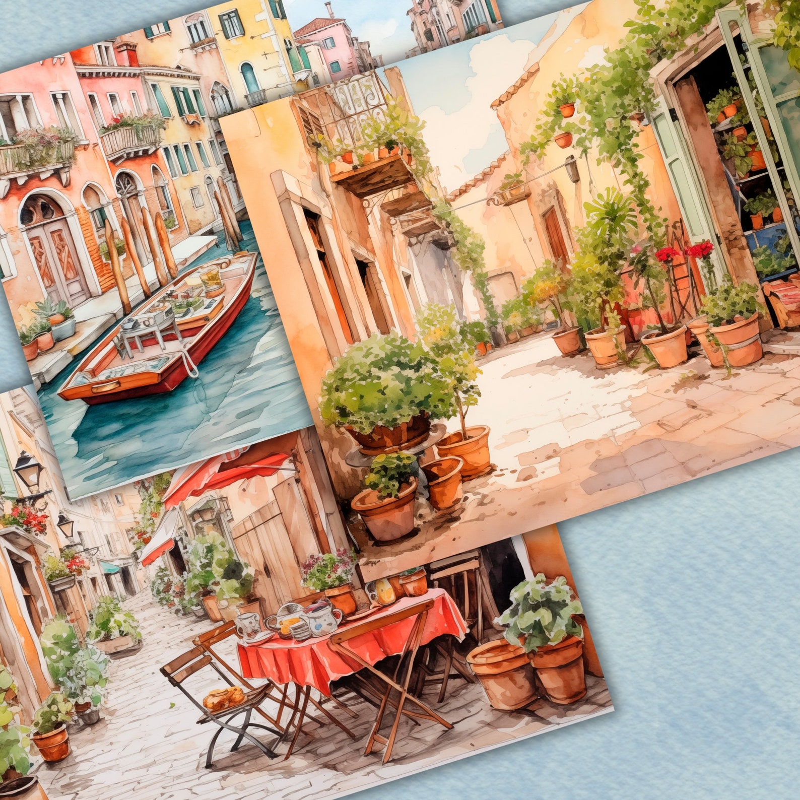 Watercolor Landscape Bundle, Printable Travel Papers, Travel ...