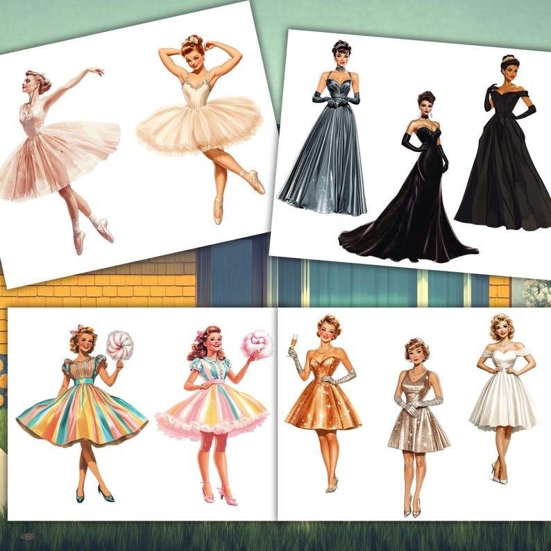 50s Paper Doll Printable, Doll Journaling, Retro Men Lady Fussy Cut ...