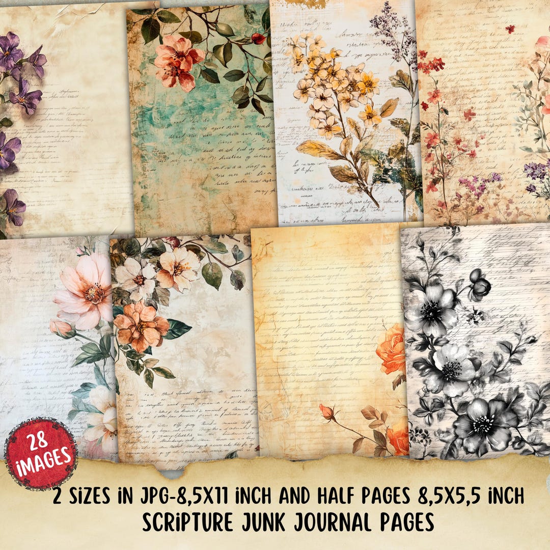 Scripture Junk Journal Pages, Printable Ledger Paper Journal Background ...