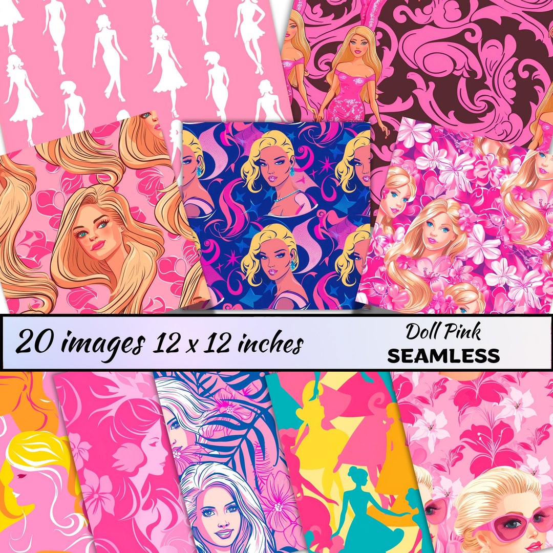 Pink Doll Seamless Digital Paper, Beauty Pattern, Printable Barb ...