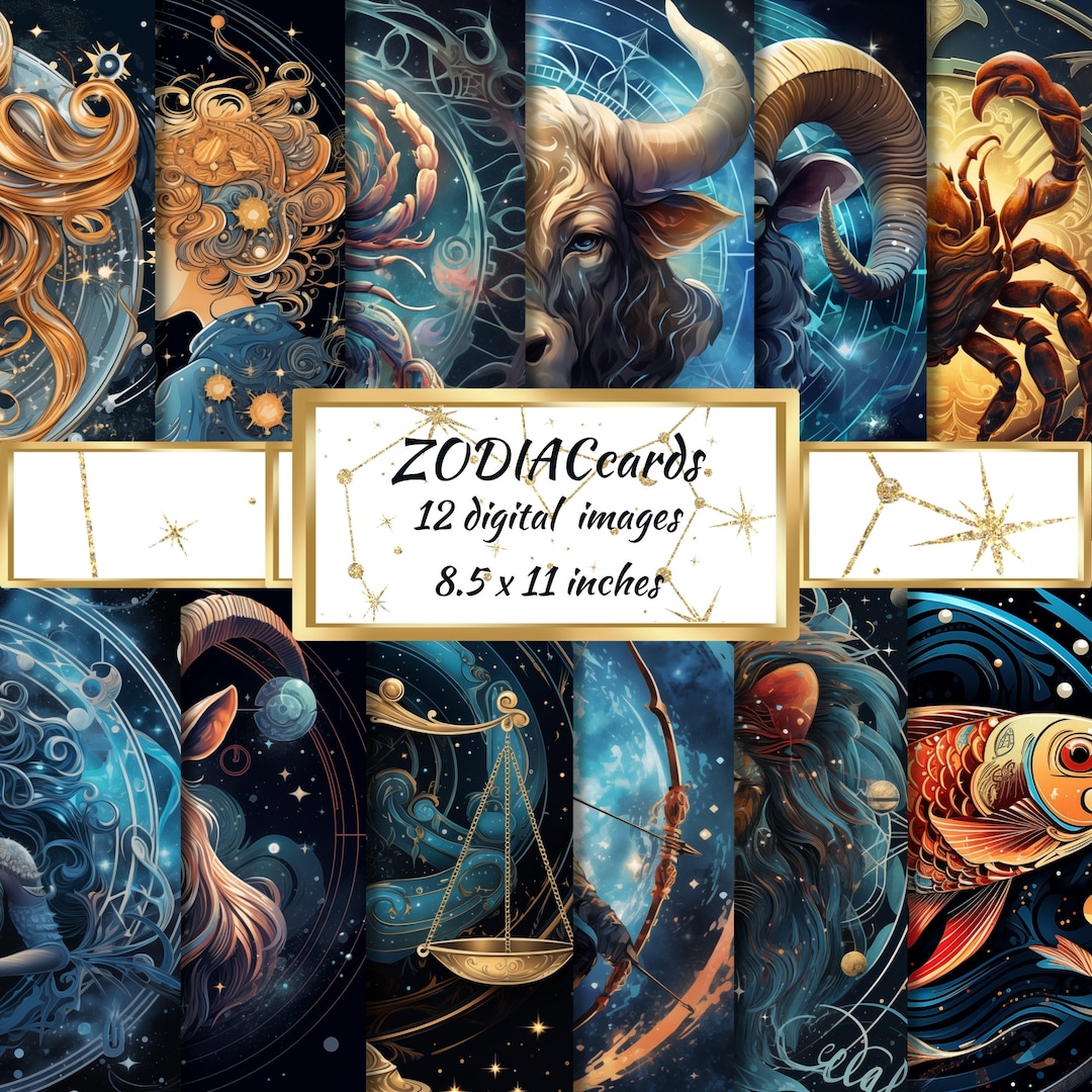 Galaxy Magic Digital Zodiac Sign Cards, Images for Commercial Use ...