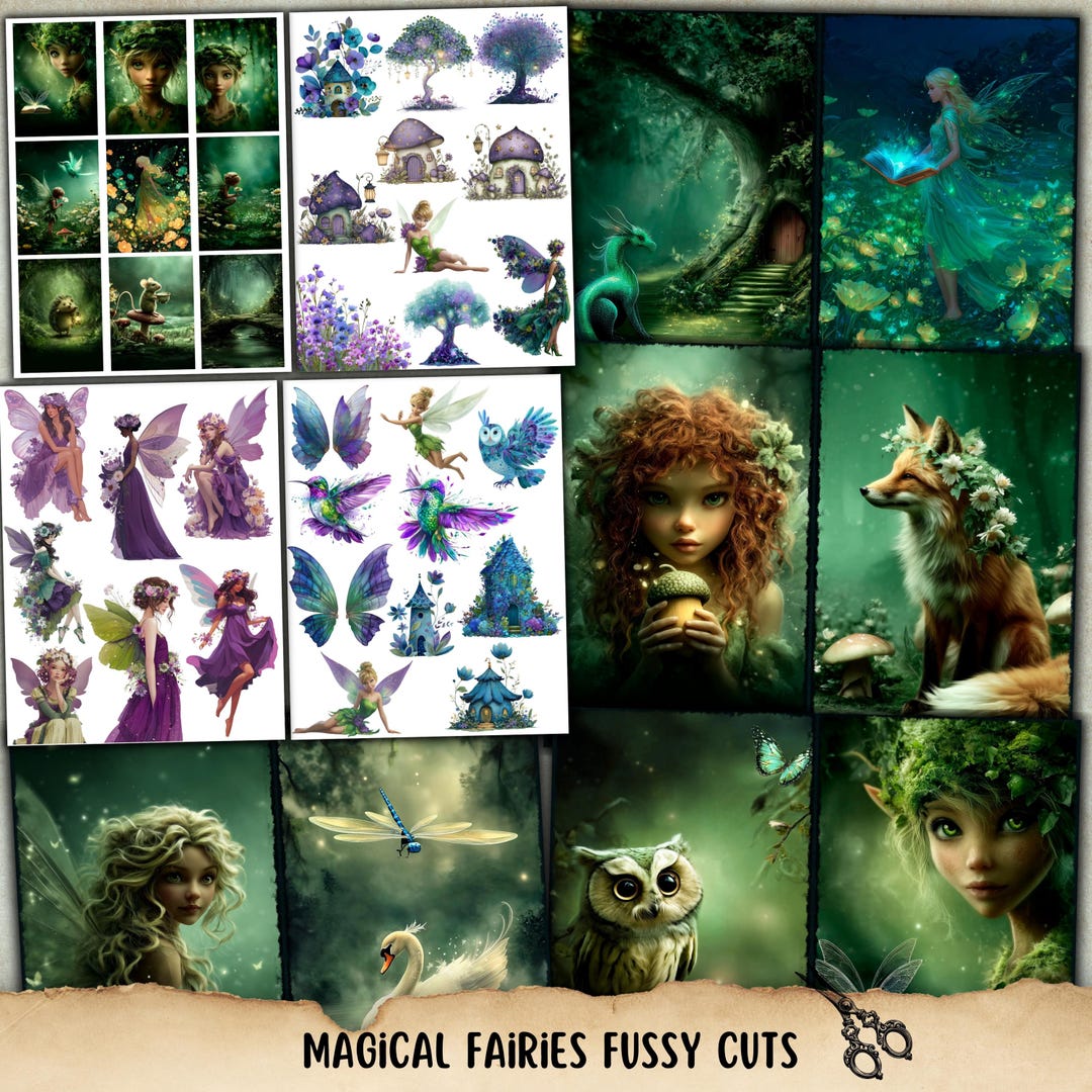 Printable Fairies Junk Journal Pages, Fairy Fussy Cut, Scrapbook ...