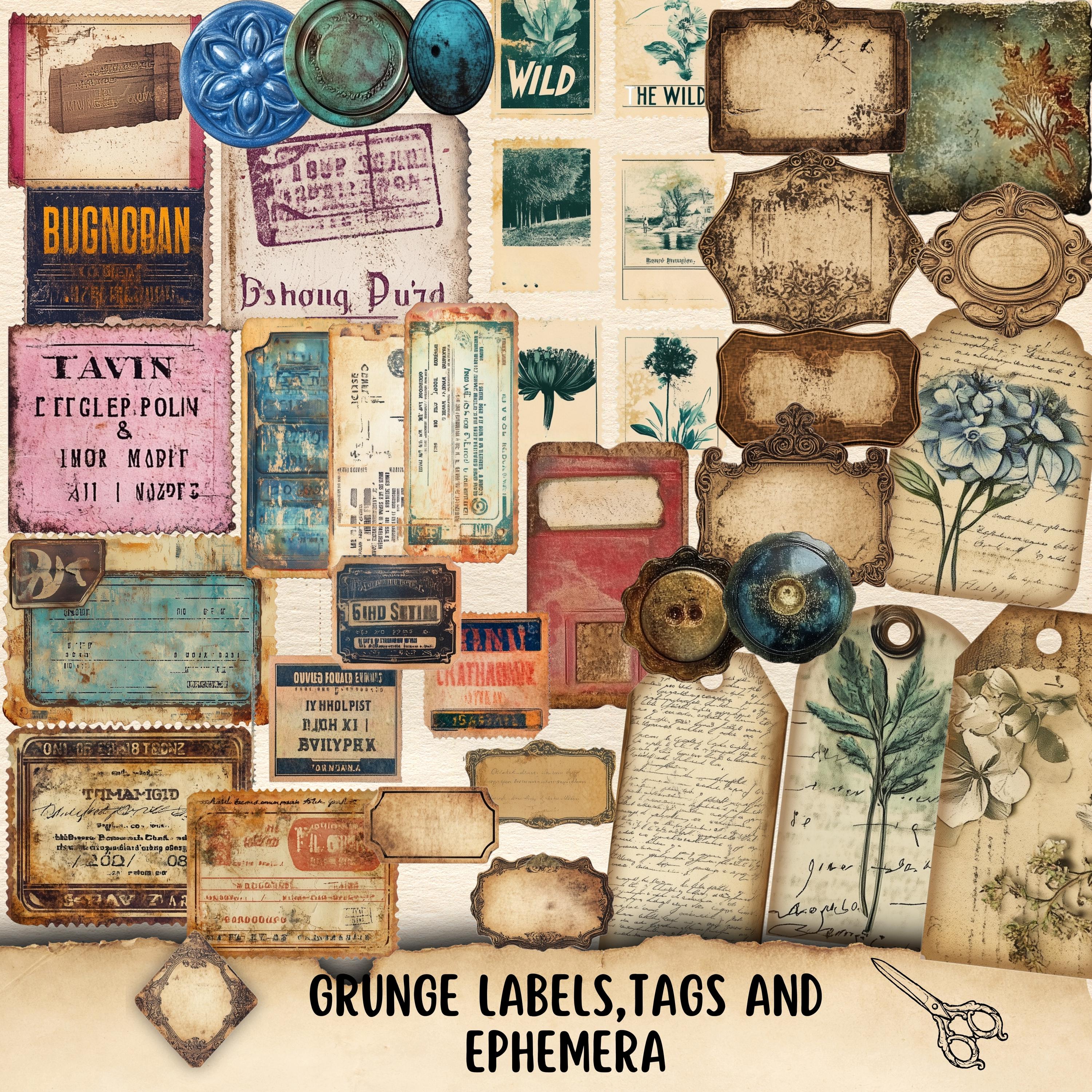 Grunge Label, Tag, Ephemera for Folio Kit, Vintage Fussy Cut, Junk ...