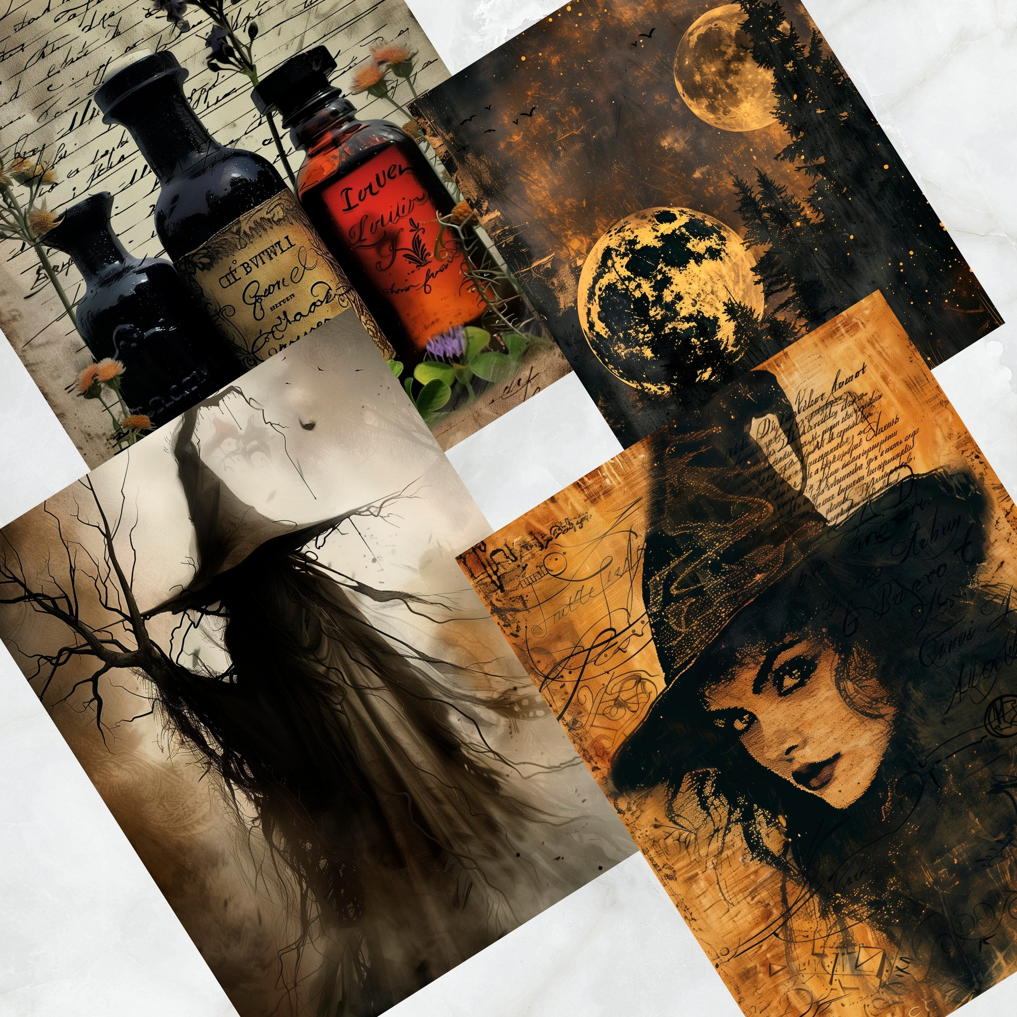 Big Bundle Dark Fantasy Journal Page, Dark Creepy Forest, Halloween ...