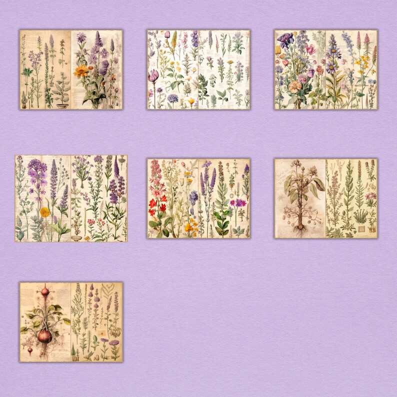Digital Herbal Scrapbook Kit Vintage Botanical Ephemera Flower ...