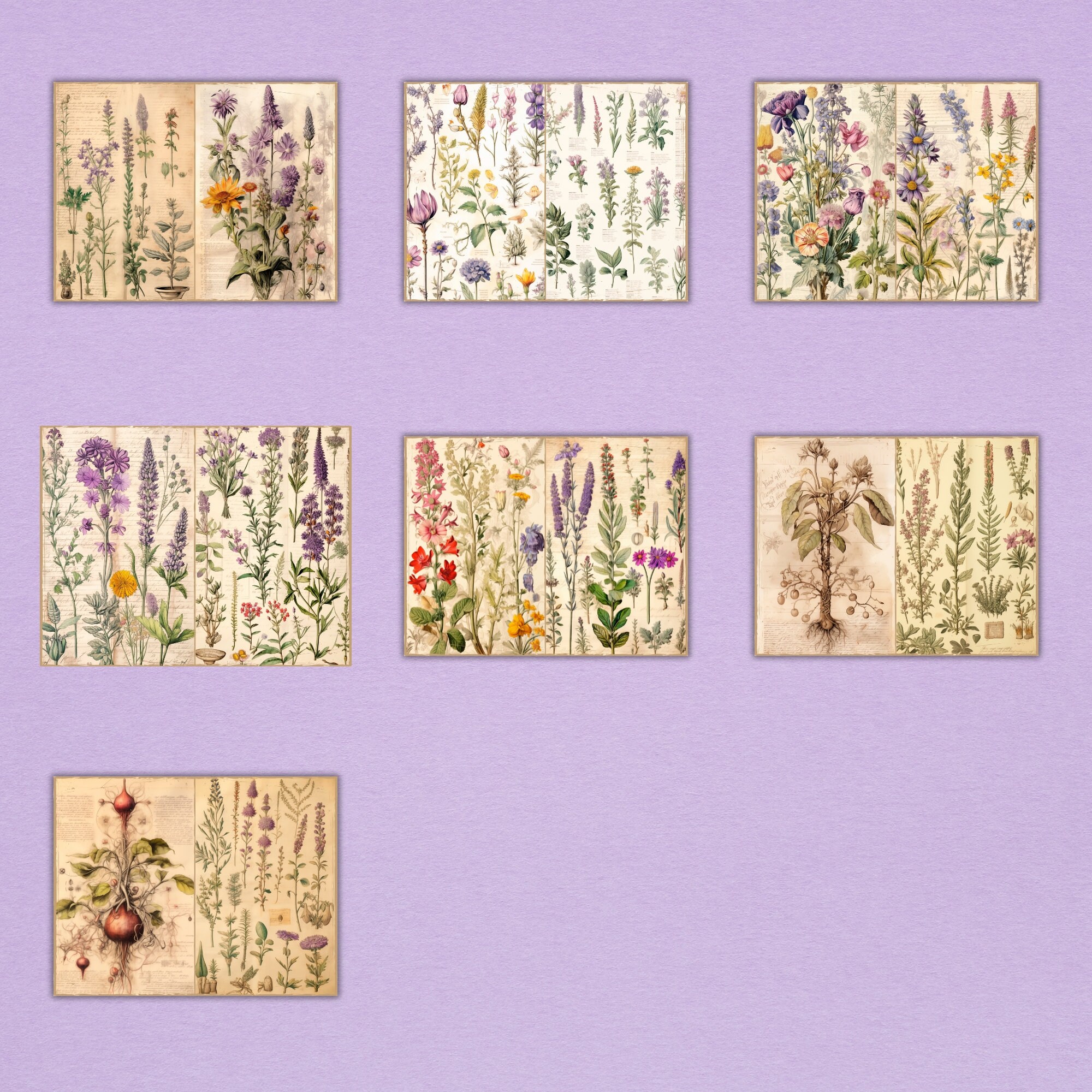 Digital Herbal Scrapbook Kit Vintage Botanical Ephemera Flower ...