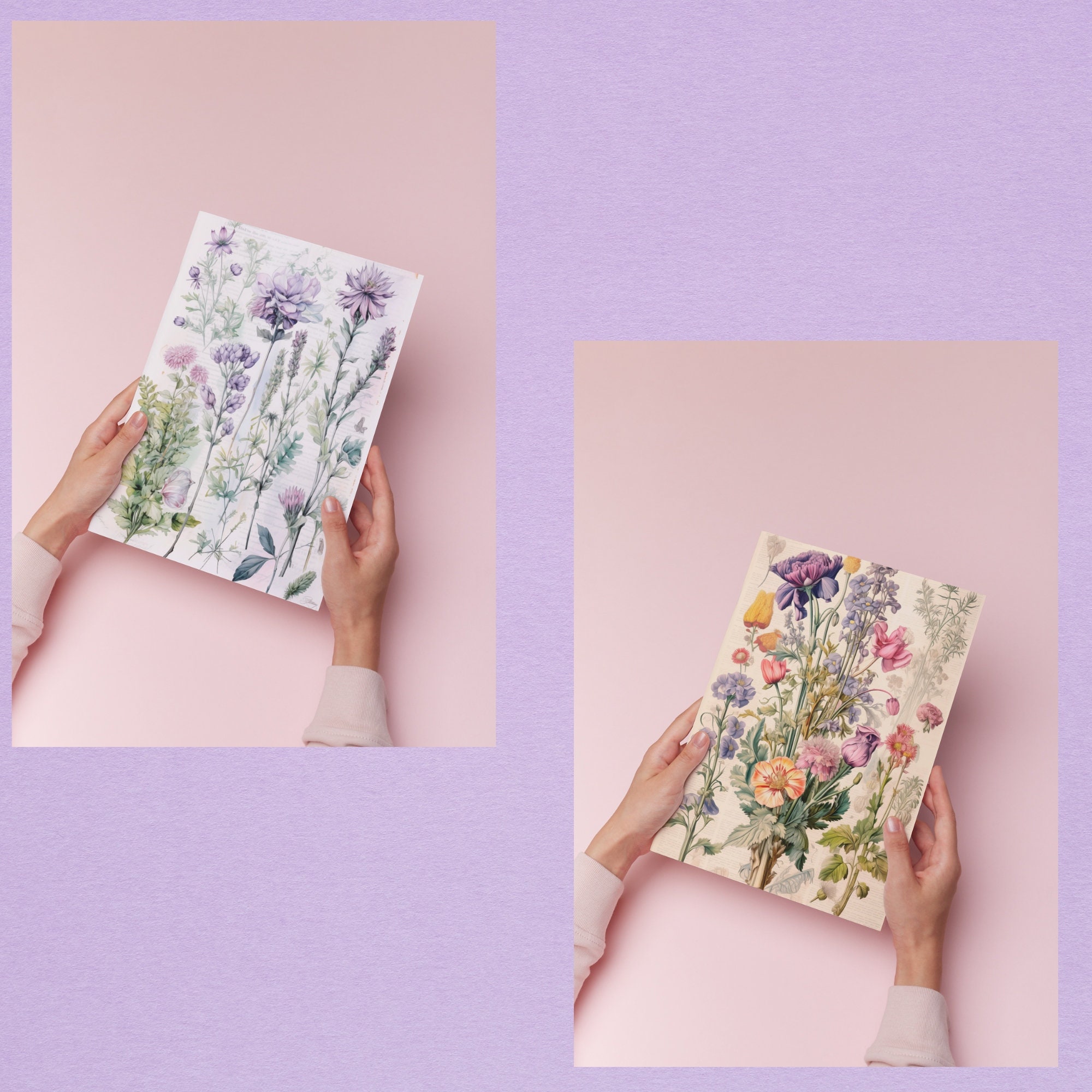 Digital Herbal Scrapbook Kit Vintage Botanical Ephemera Flower ...