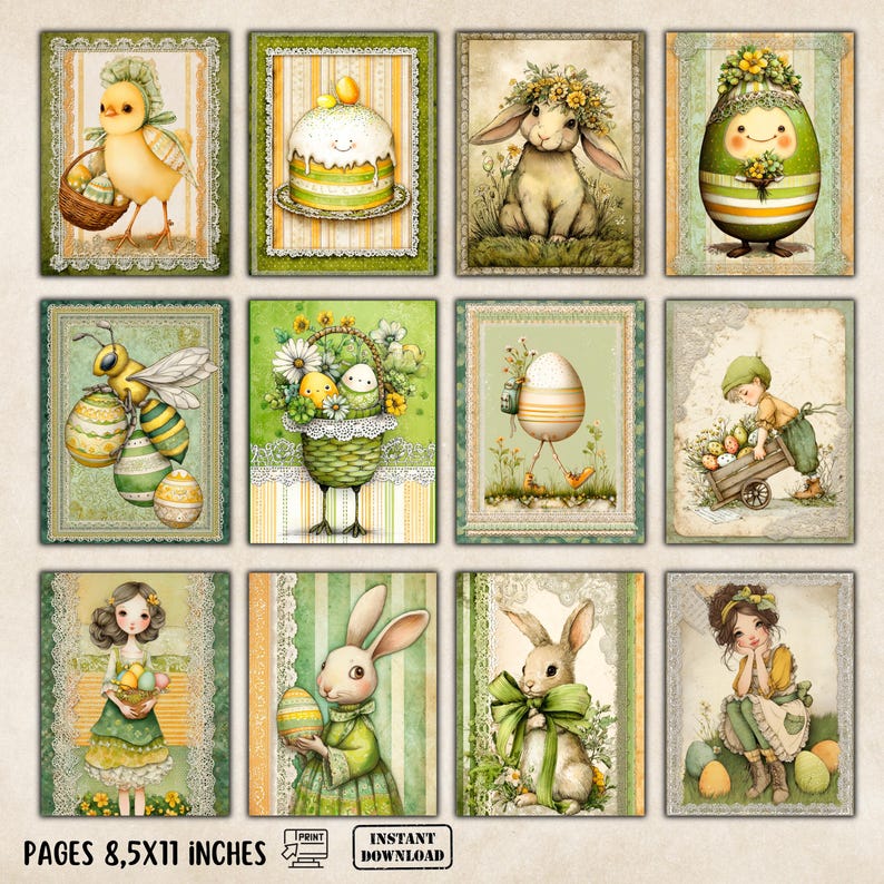 Easter Junk Journal Printable Pages, Whimsical Spring Scrapbooking ...